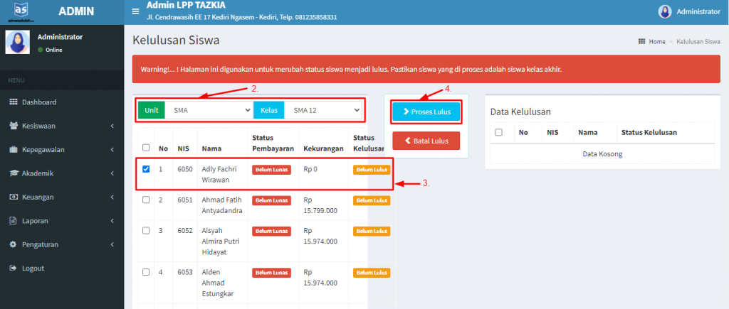 2.4 Cara Proses Kelulusan | Akademik – Pusat Tutorial AdminSekolah.net