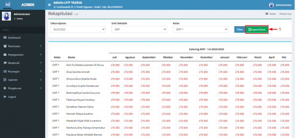6.4 Cara Rekap Pembayaran | Laporan – Pusat Tutorial AdminSekolah.net